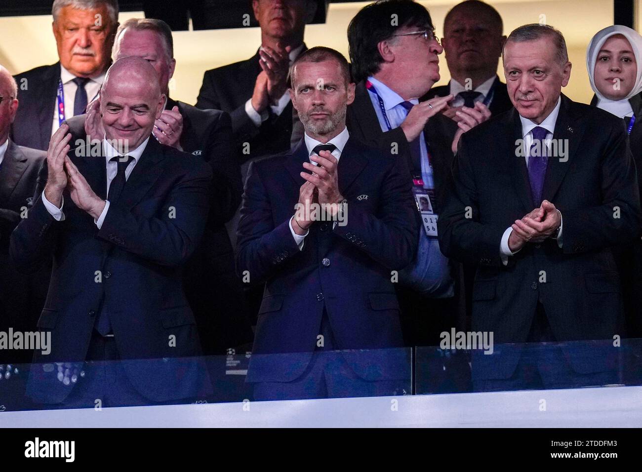 FILE - From left, FIFA President Gianni Infantino, UEFA president ...