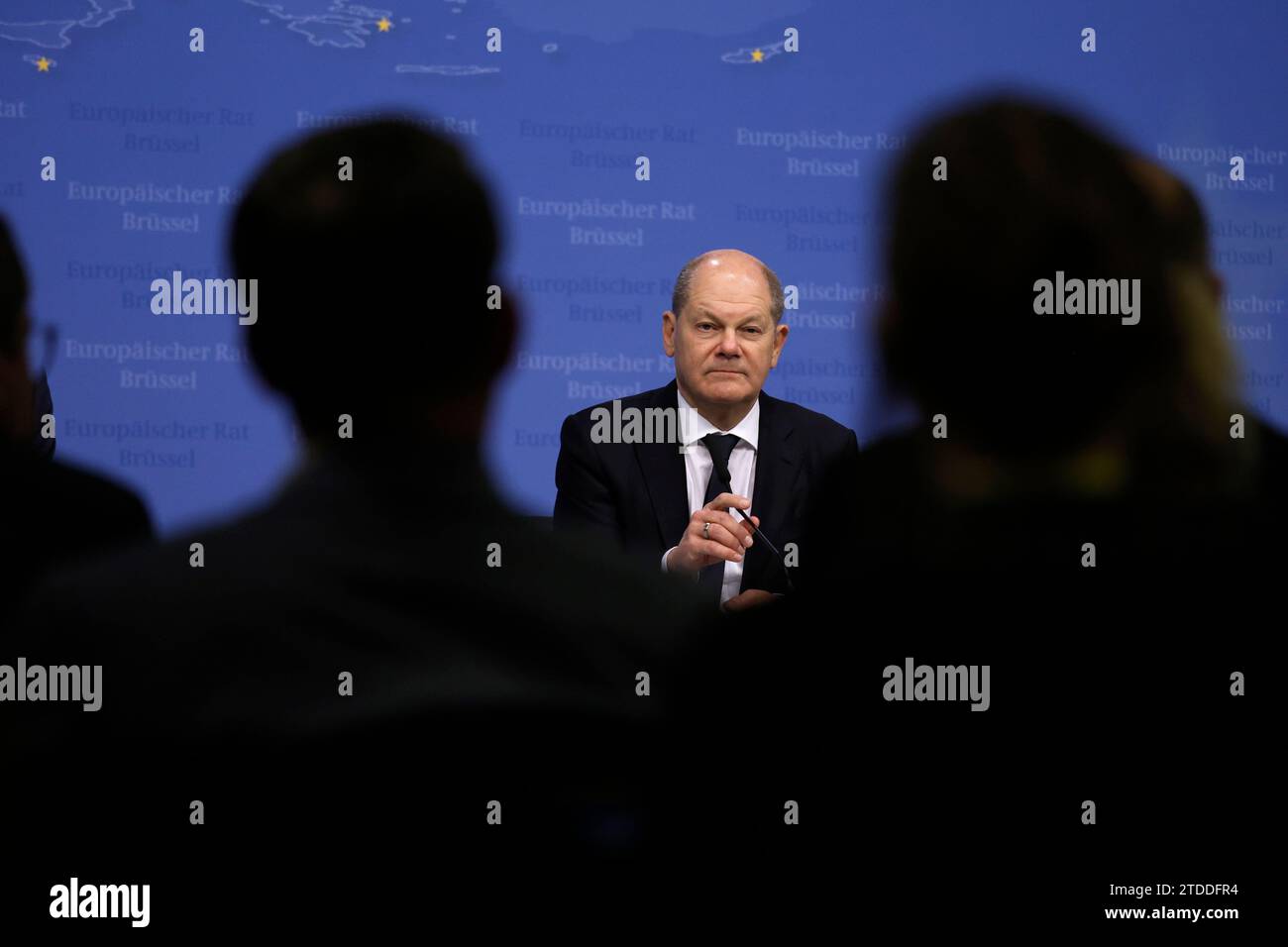 Germany's Chancellor Olaf Scholz addresses a media conference at the ...