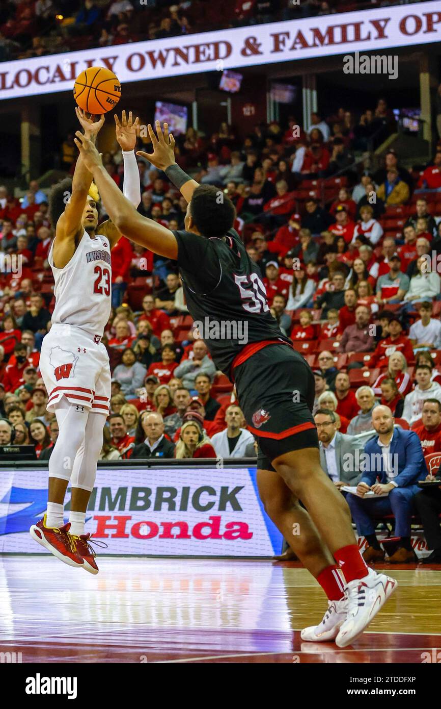 MADISON, WI - DECEMBER 14: Wisconsin guard Chucky Hepburn (23) shoots ...