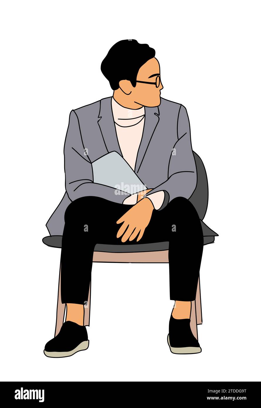 Business man sitting on office chair vector Stock Vector Image & Art ...