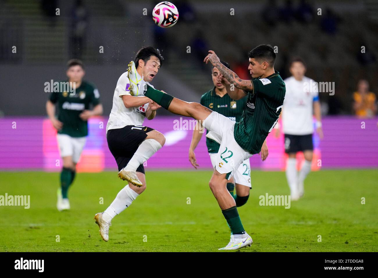 Urawa Reds' Shoya Nakajima, left, and Leon's Adonis Frias fight for the ...