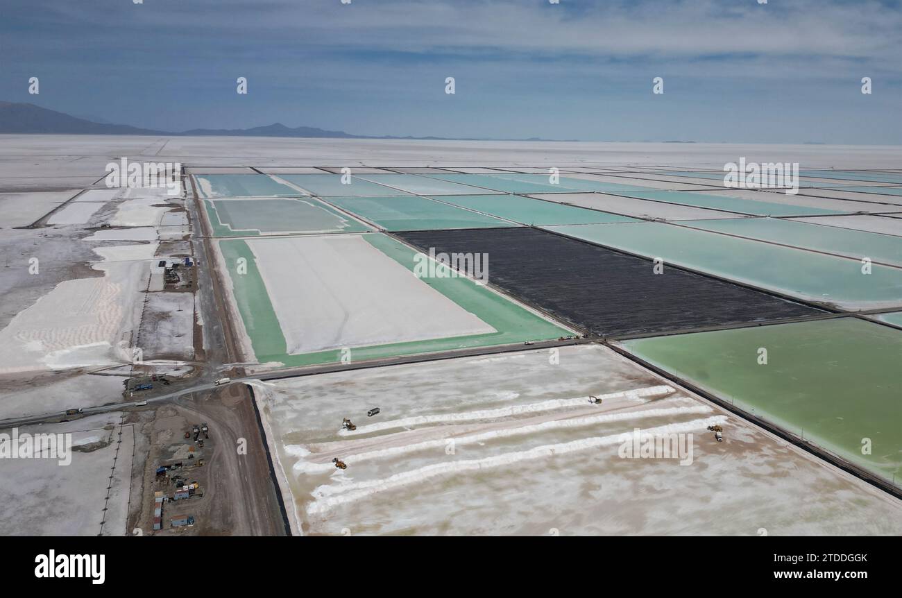 Salt recovery pools are in different degrees of evaporation for an ...