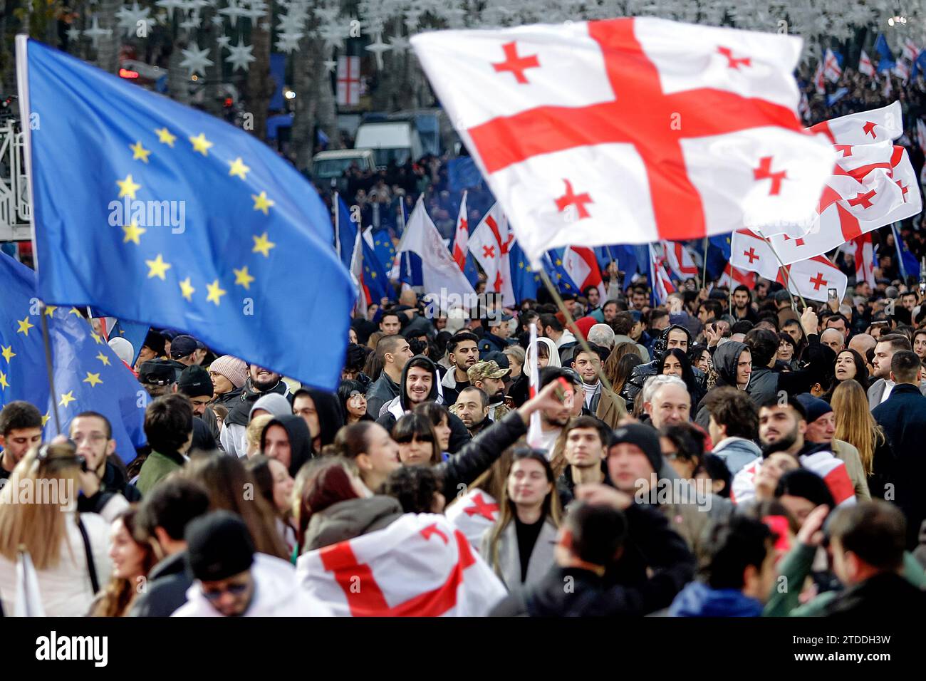 Georgians with EU and national flags gather to celebrate Georgia's EU ...