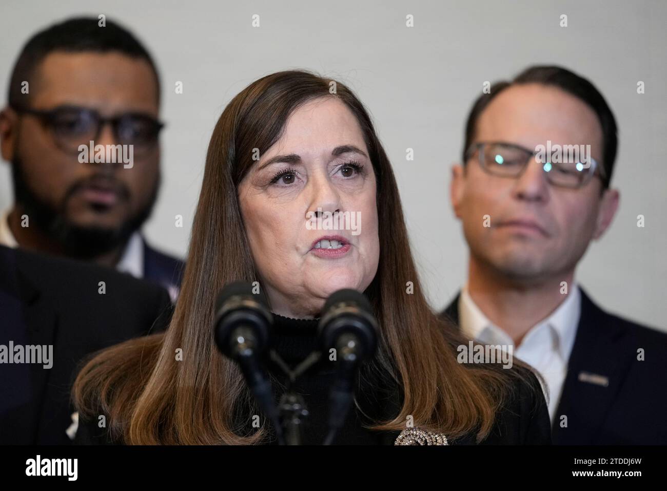 State Sen. Lisa Baker, R-Luzerne, speaks during a ceremonial bill signing in Philadelphia ...