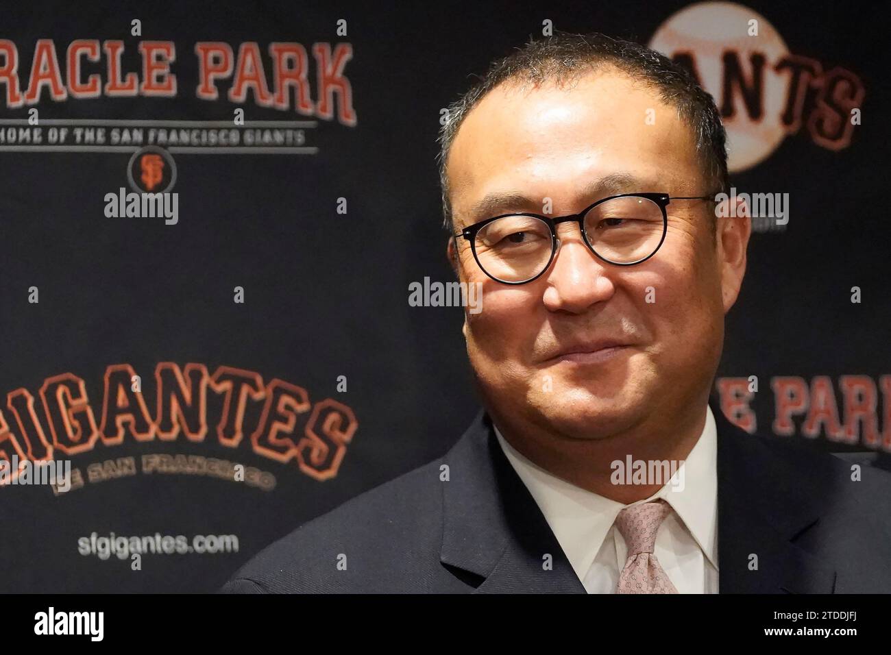 Translator Tad Yo during a baseball news conference for San Francisco ...
