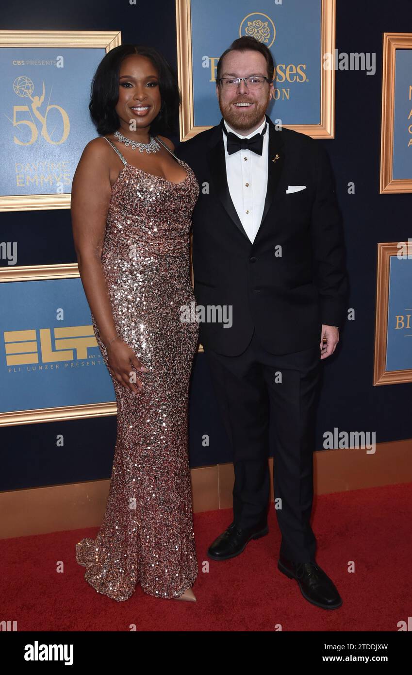 Jennifer Hudson, left, and NATAS president and CEO Adam Sharp arrive at ...
