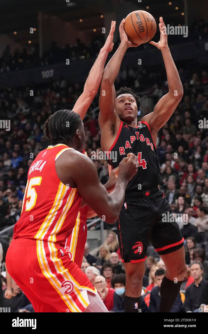 Toronto Raptors forward Scottie Barnes (4) shoots over Atlanta Hawks ...