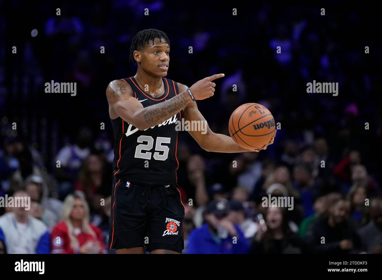 Detroit Pistons' Marcus Sasser plays during an NBA basketball game ...