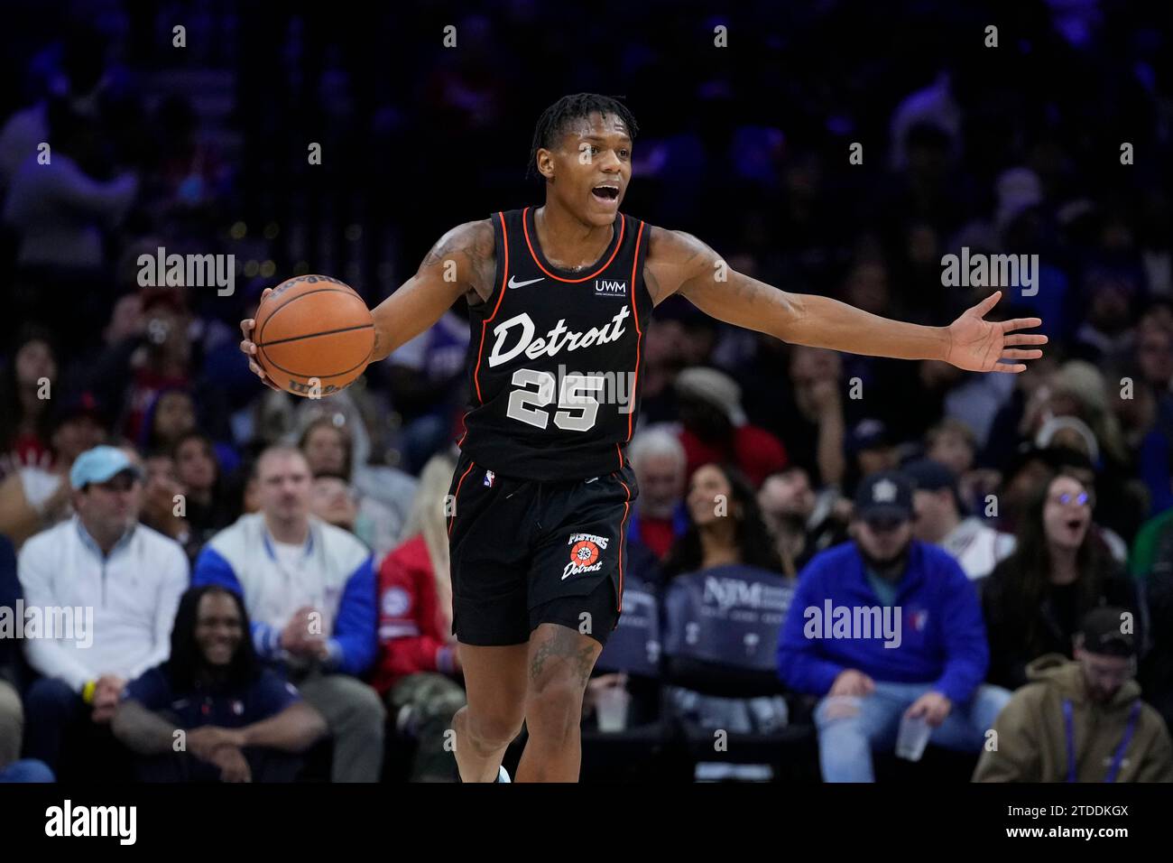 Detroit Pistons' Marcus Sasser plays during an NBA basketball game ...