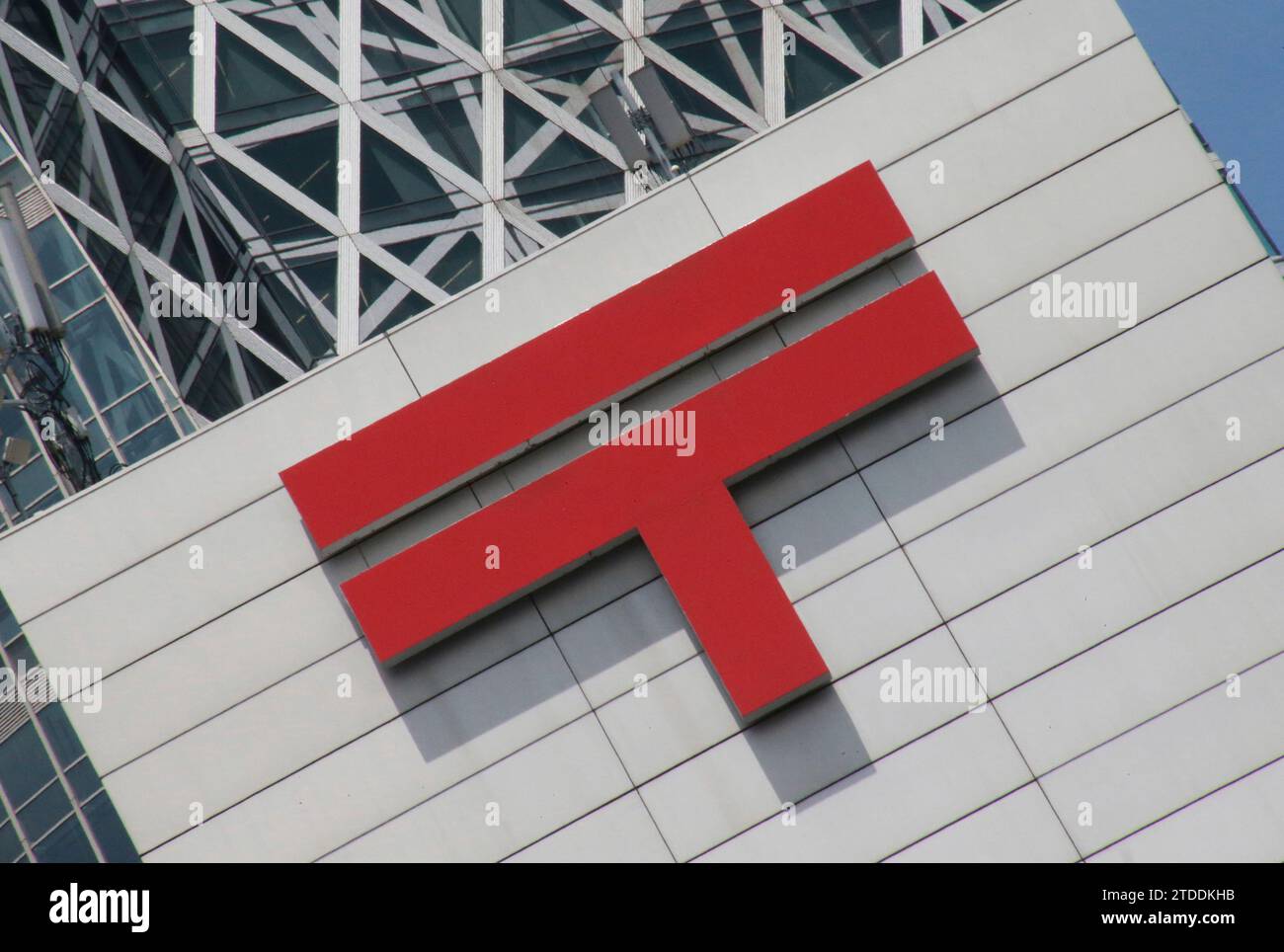 The logo of JAPAN POST is seen in Shinjuku Ward, Tokyo on May 10, 2022 ...