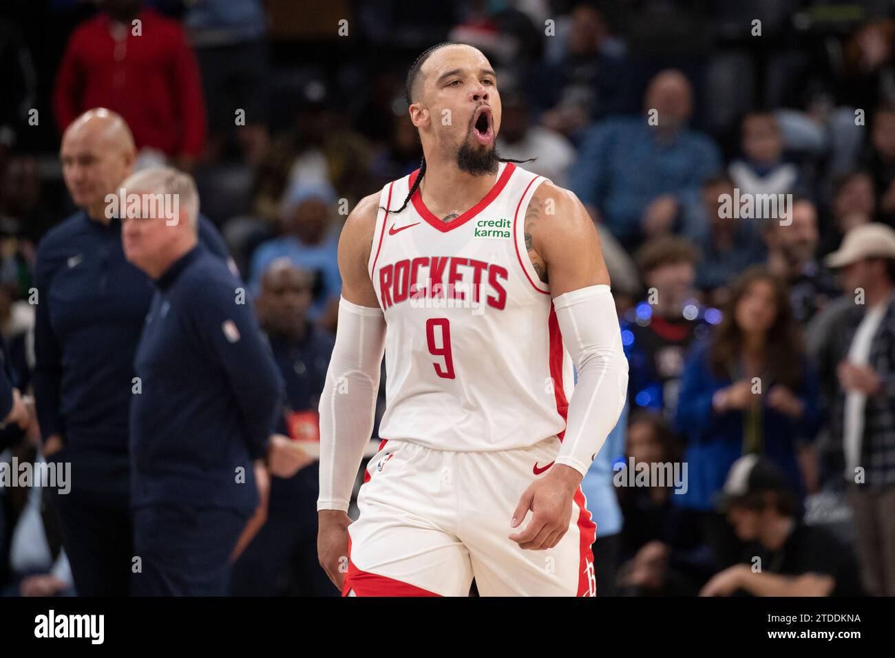 Houston Rockets guard Dillon Brooks (9) celebrates during the second ...
