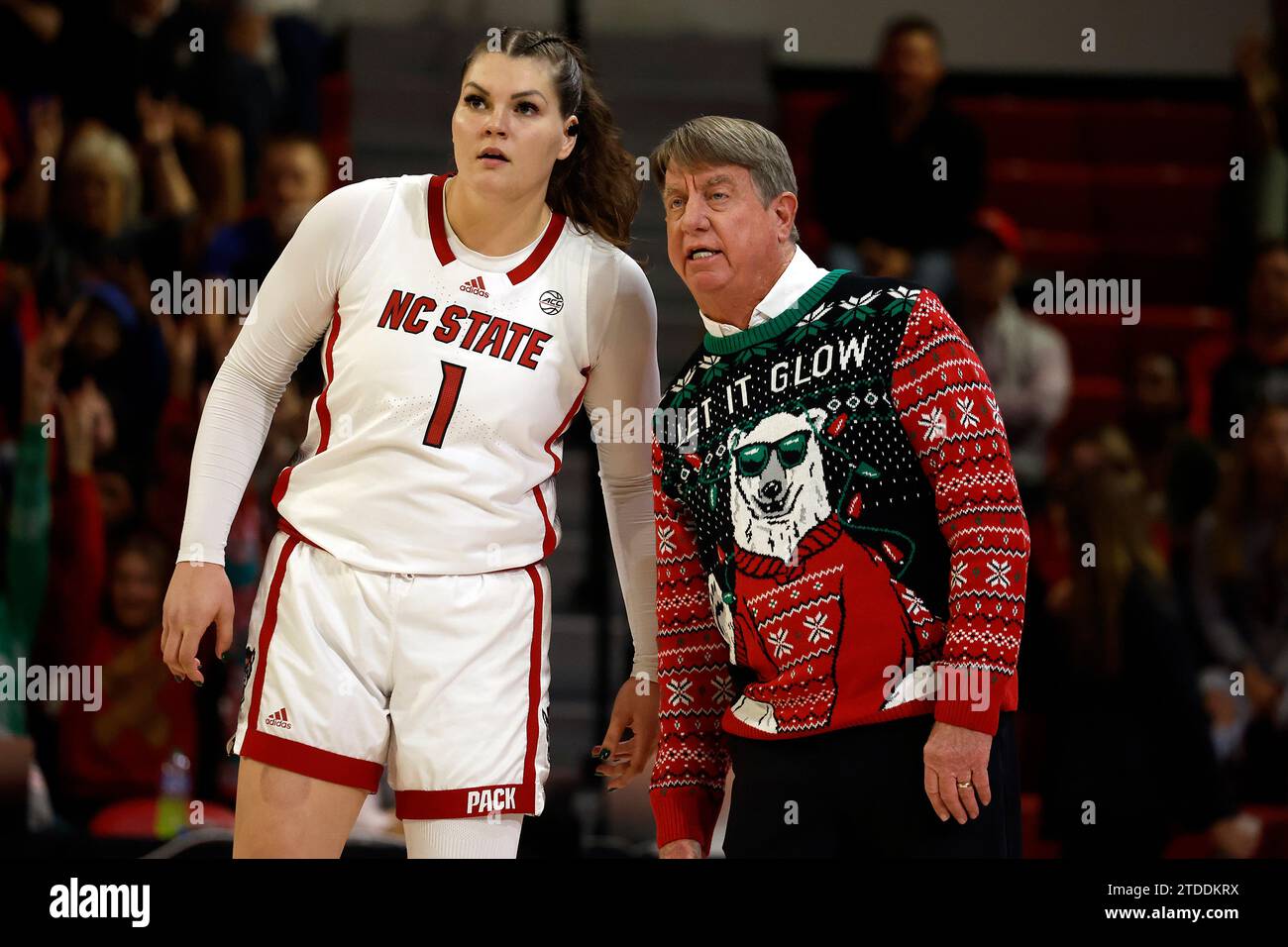 North Carolina State's River Baldwin (1) talks with North Carolina ...