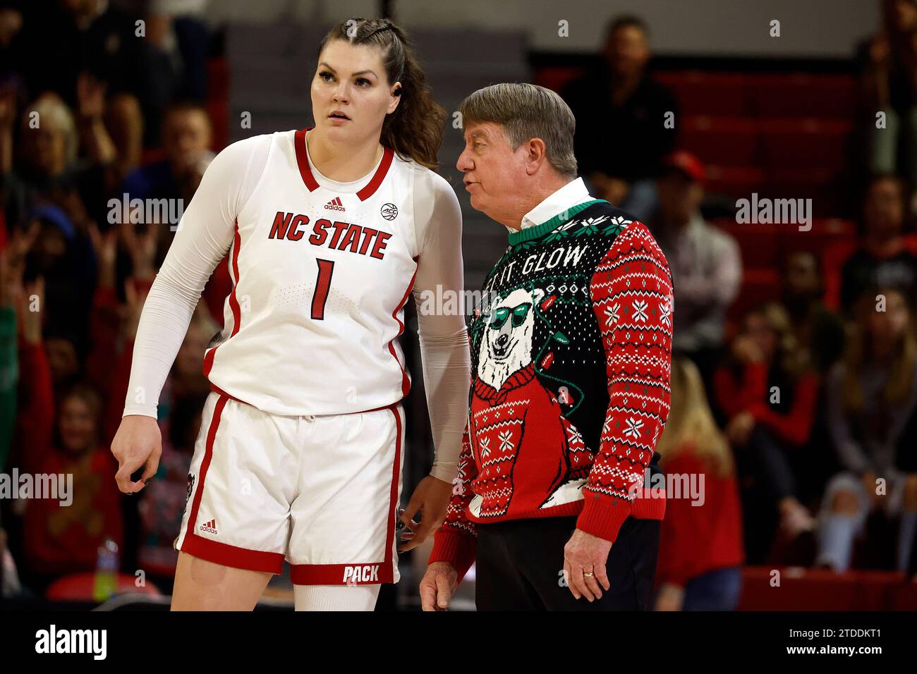 North Carolina State's River Baldwin (1) talks with North Carolina ...