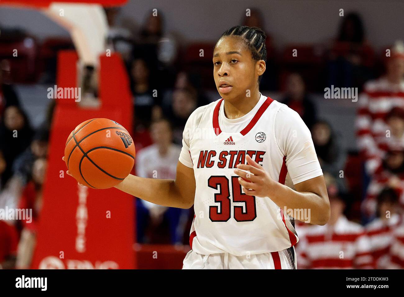 North Carolina State's Zoe Brooks (35) brings the ball up the court ...
