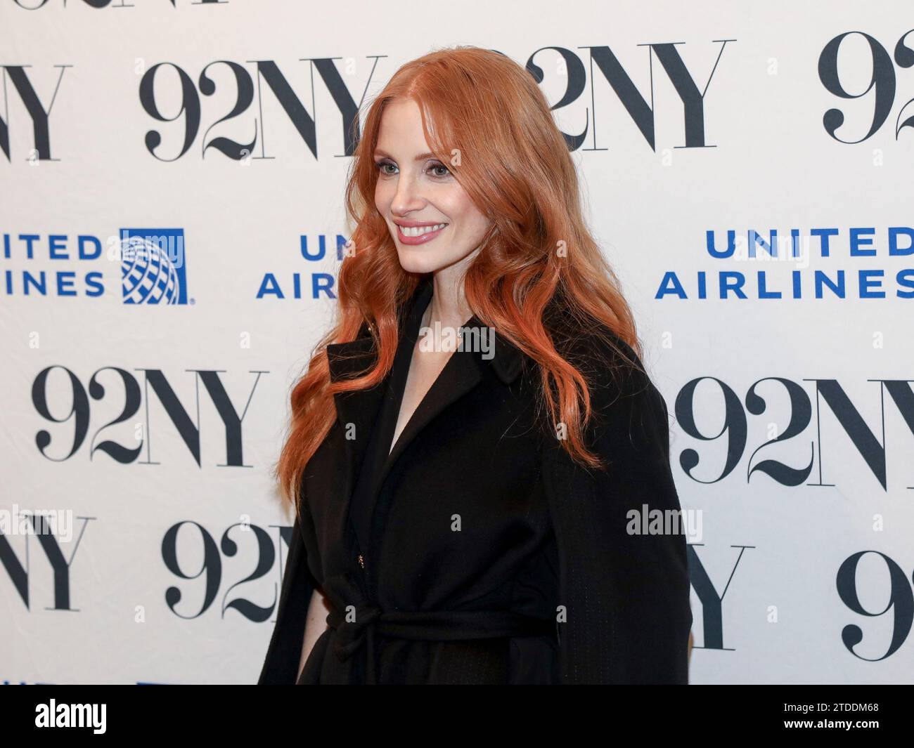 Actor Jessica Chastain poses backstage before discussing the film ...
