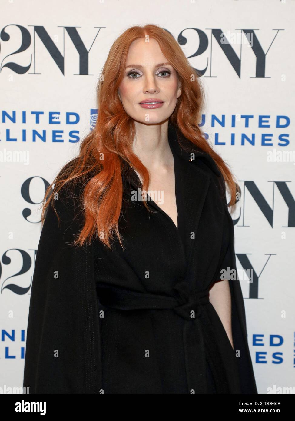 Actor Jessica Chastain poses backstage before discussing the film ...