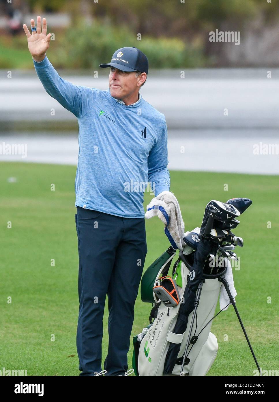 Orlando, United States. 17th Dec, 2023. Justin Leonard waves to the ...