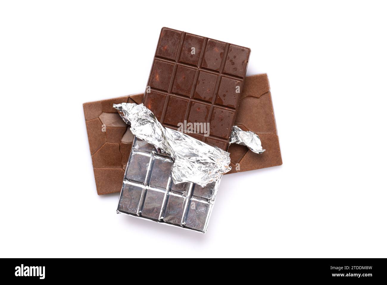 Sweet temptation: Two chocolate bars isolated on white background Stock ...