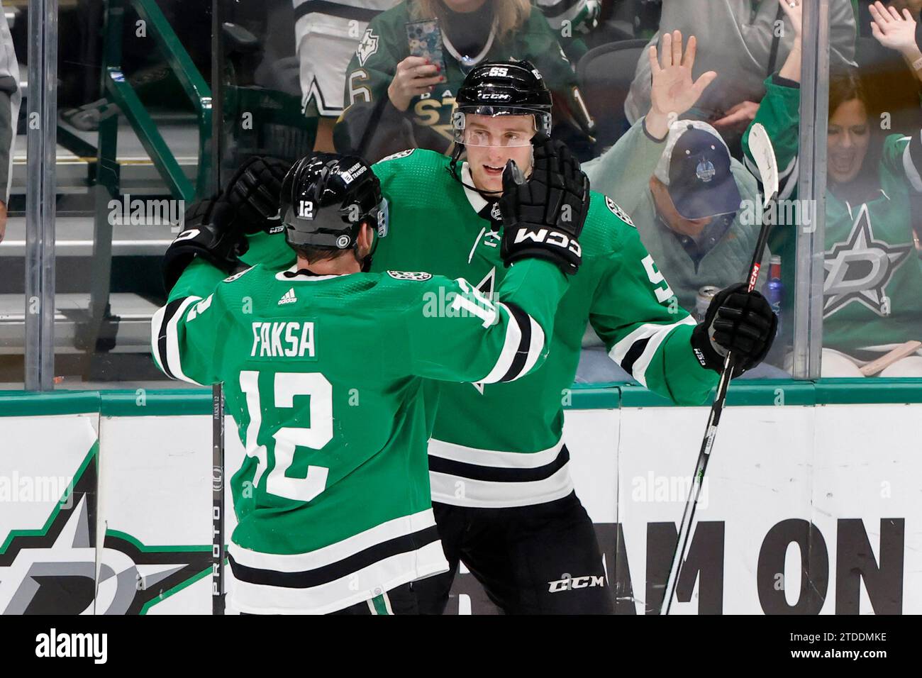 Dallas Stars defenseman Thomas Harley (55) celebrates after his goal ...