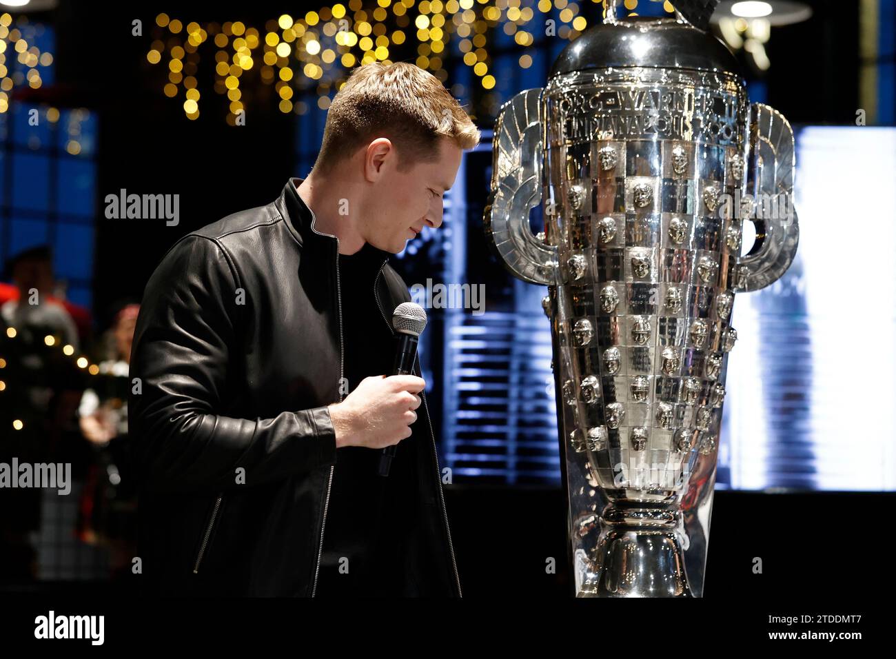 INDIANAPOLIS, IN - DEC 15: 2023 Indy 500 winner Josef Newgarden looks ...