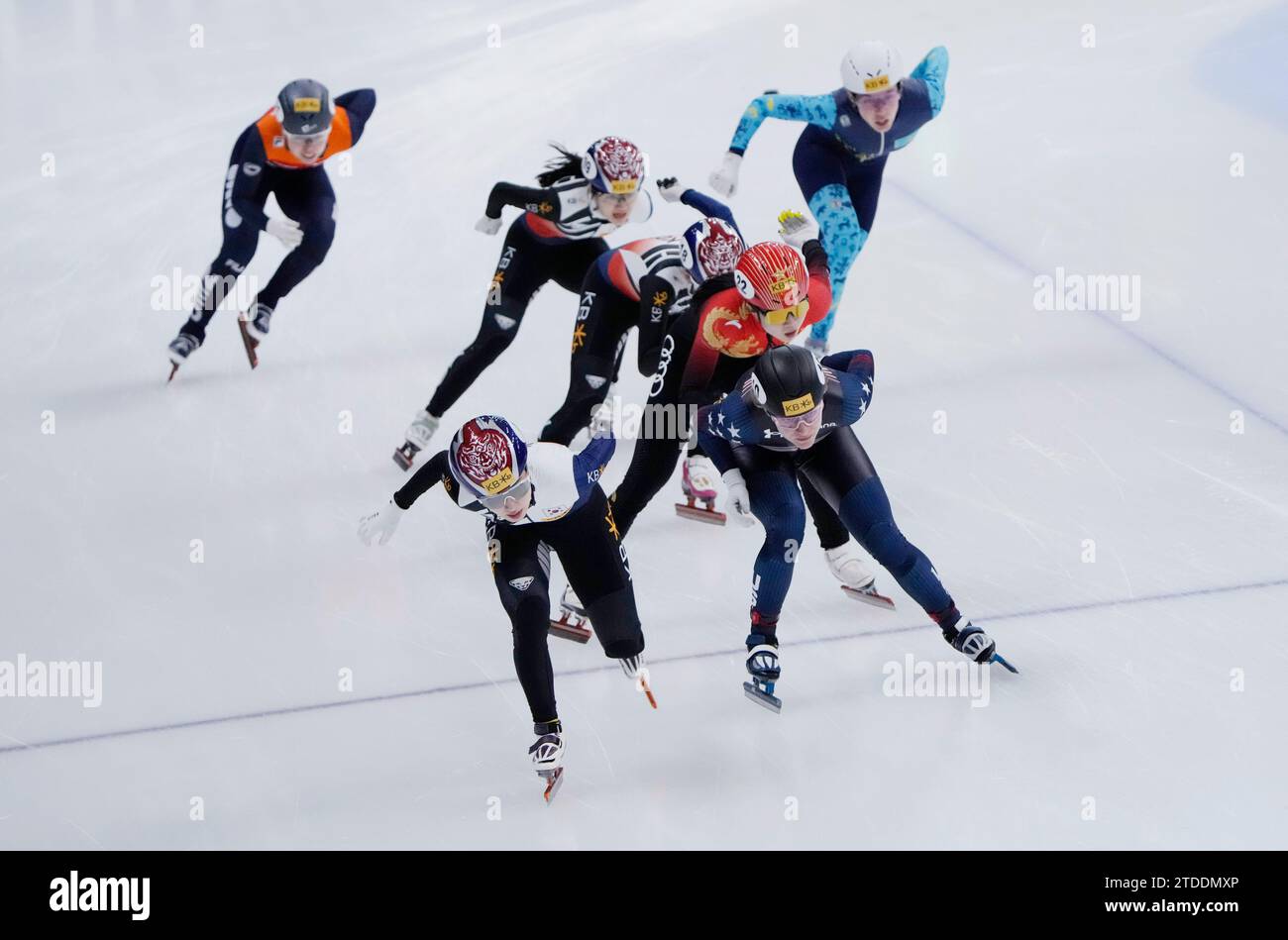 Kim Gil-li, bottom left, of South Korea competes during the final of ...