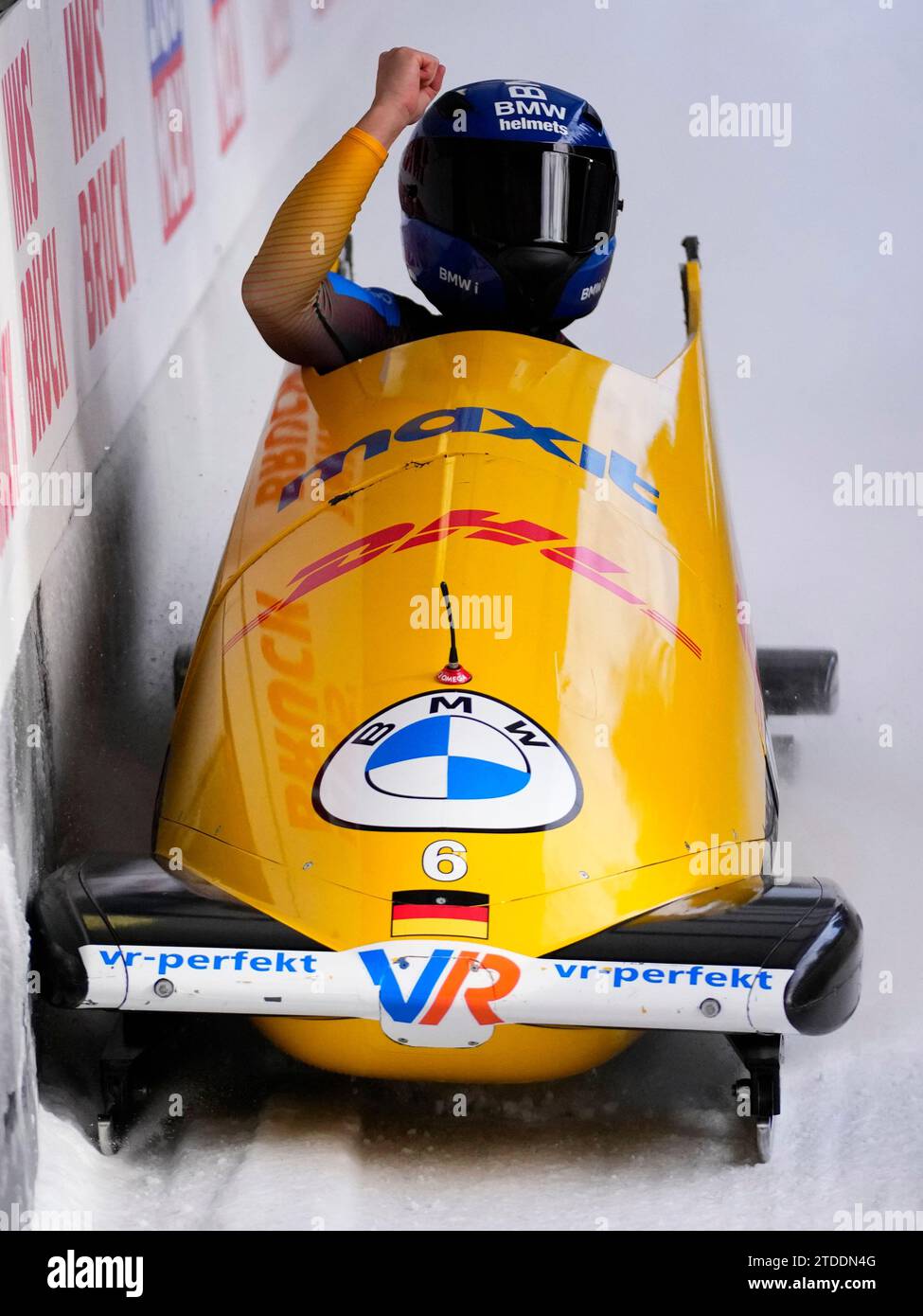 Lisa Buckwitz of Germany celebrates after winning the women's monobob ...