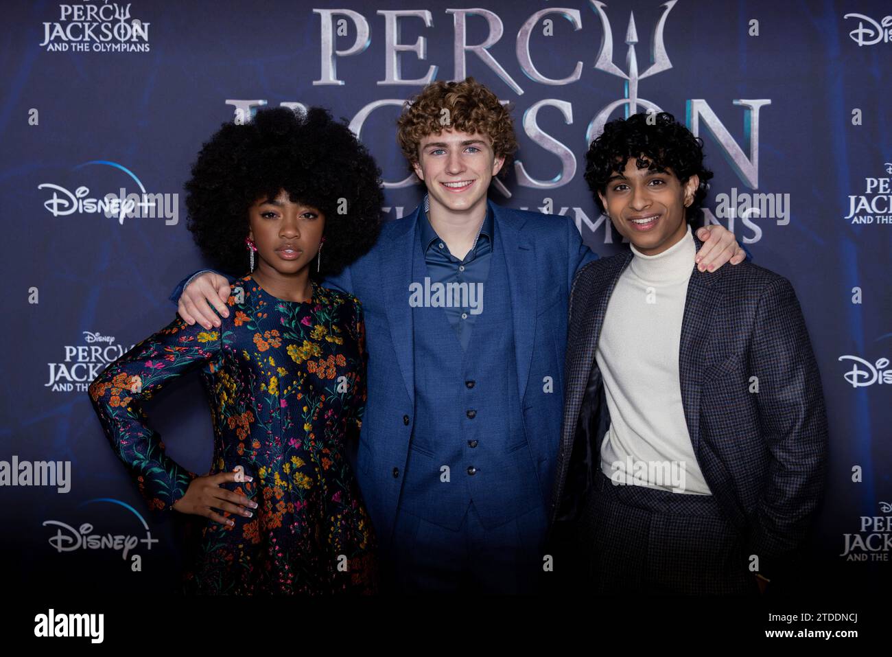 Leah Sava Jeffries, from left, Walker Scobell and Aryan Simhadri pose ...