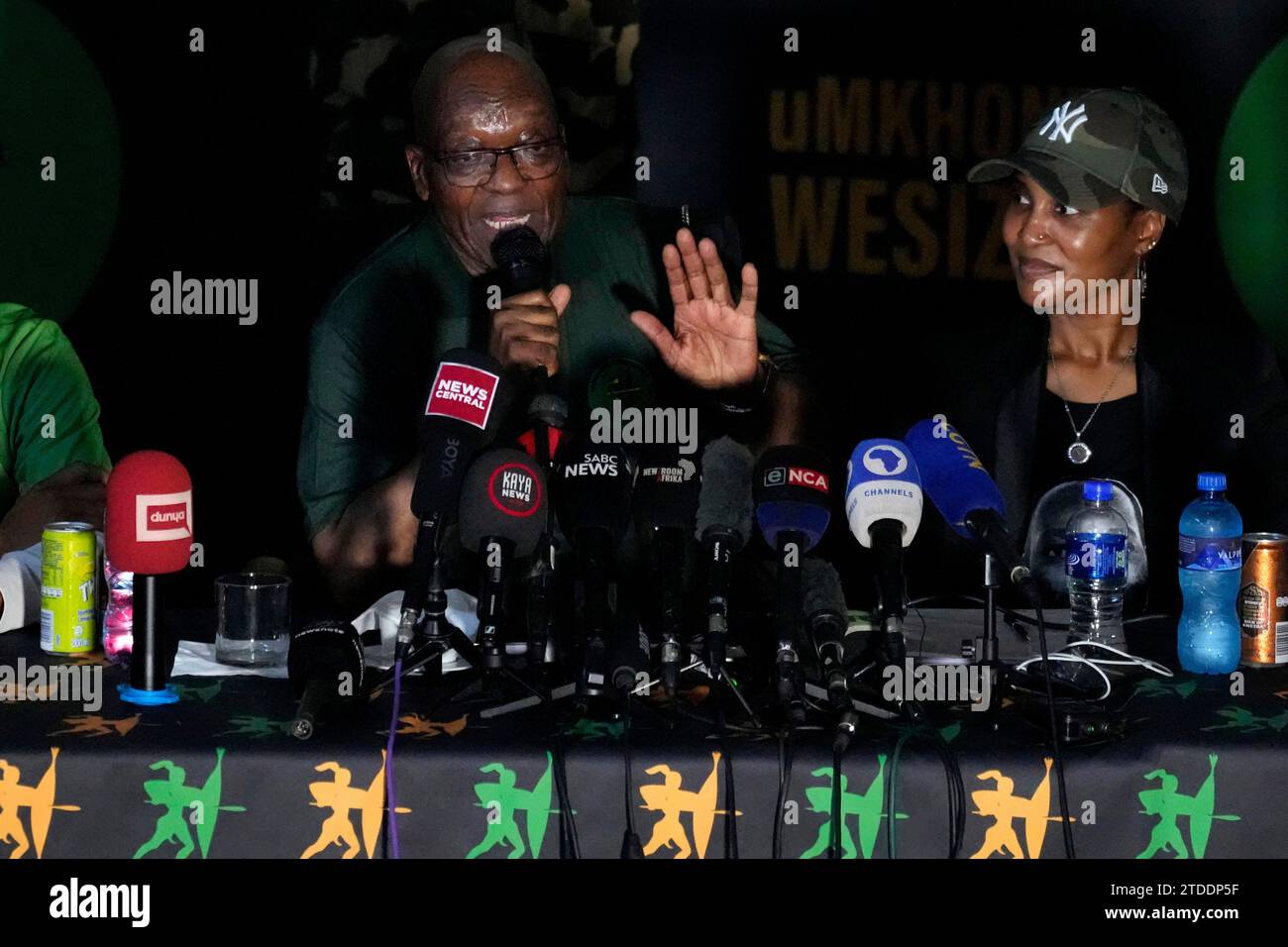 Former South African President Jacob Zuma, centre speaks as his ...