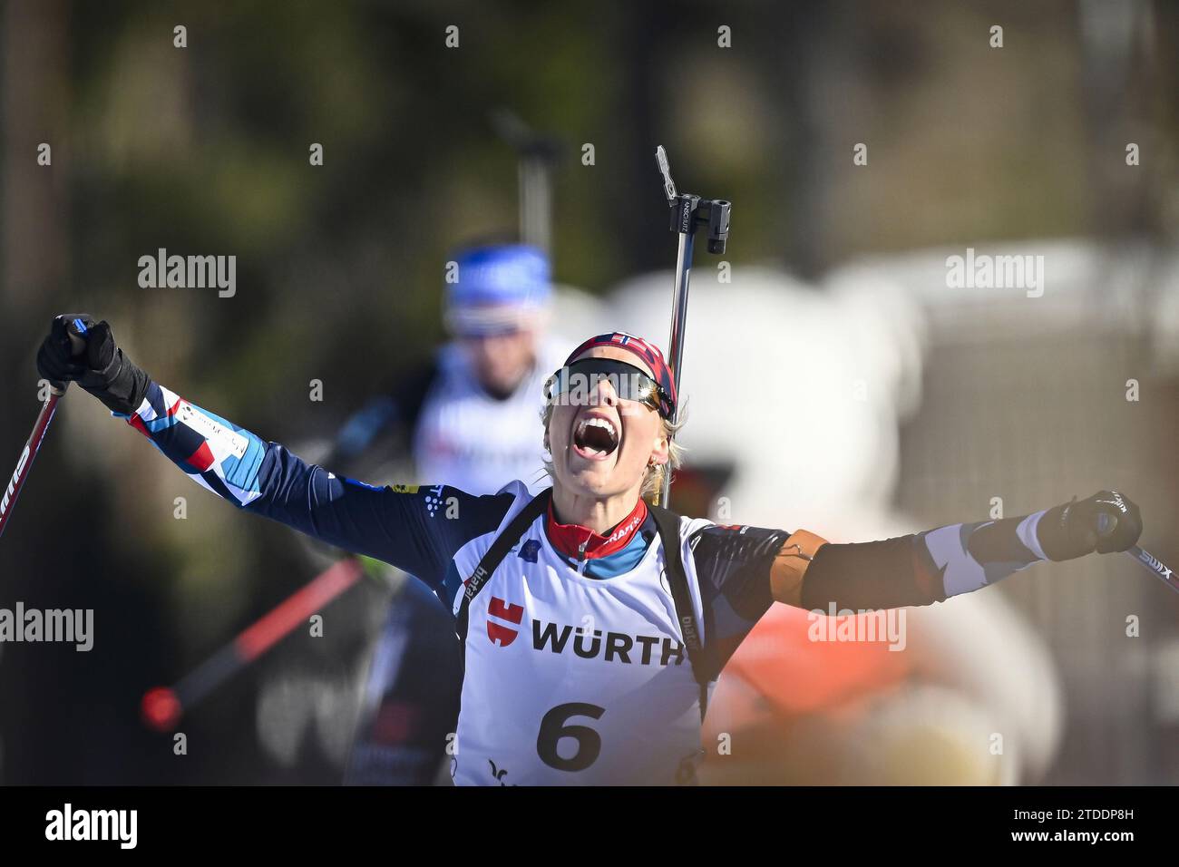 Third placed Marit Ishol Skogan of Norway reacts after the men's 12.5 ...