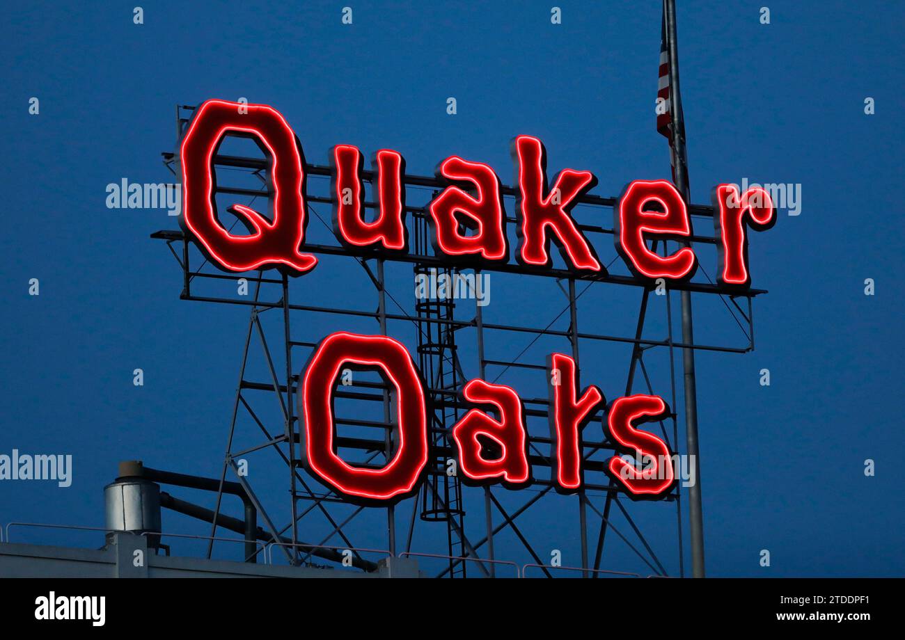 FILE - The new Quaker Oats sign is seen in Cedar Rapids, Iowa on ...