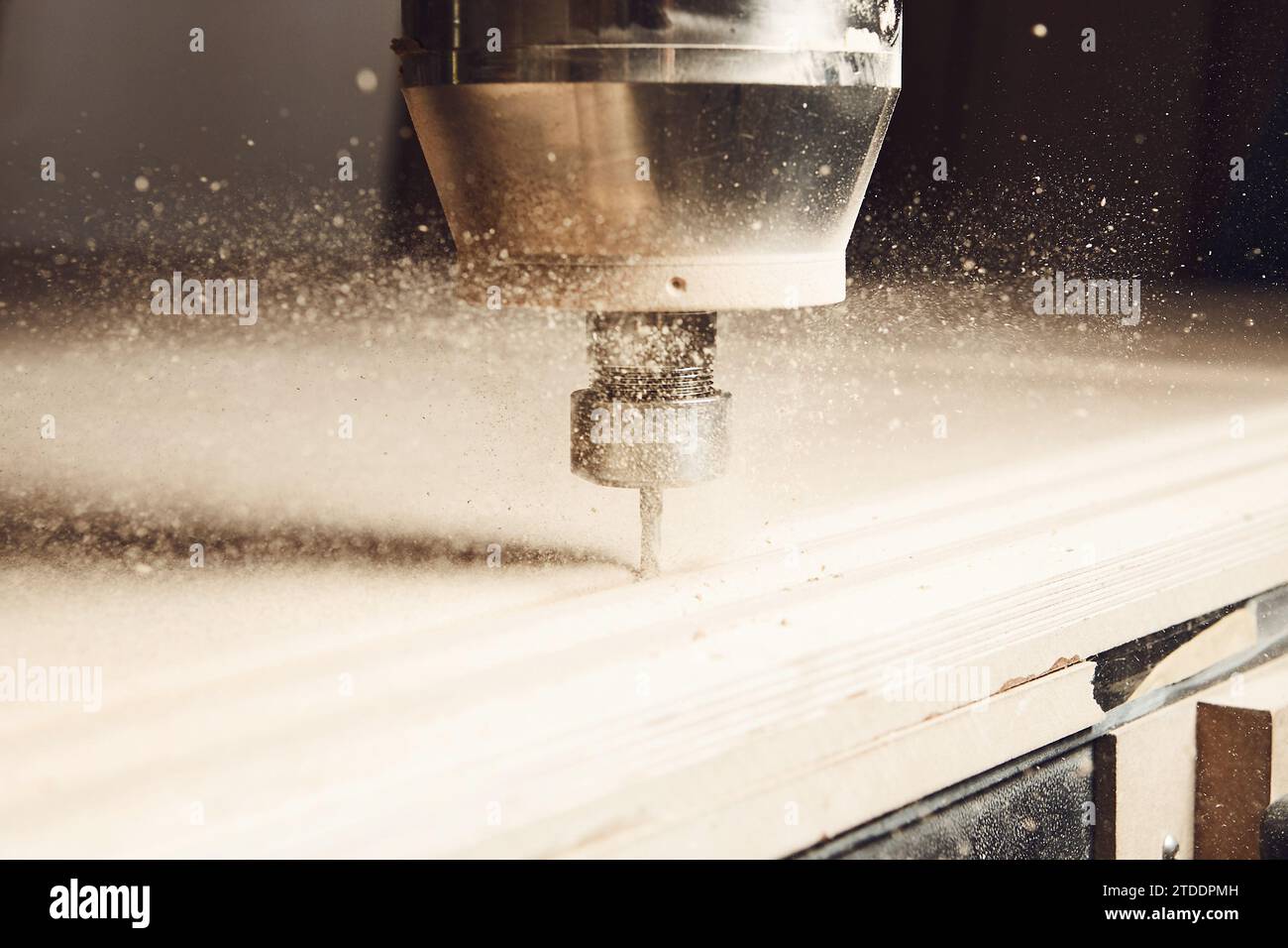 CNC router machine creates a layout of the shelf complex Stock Photo ...