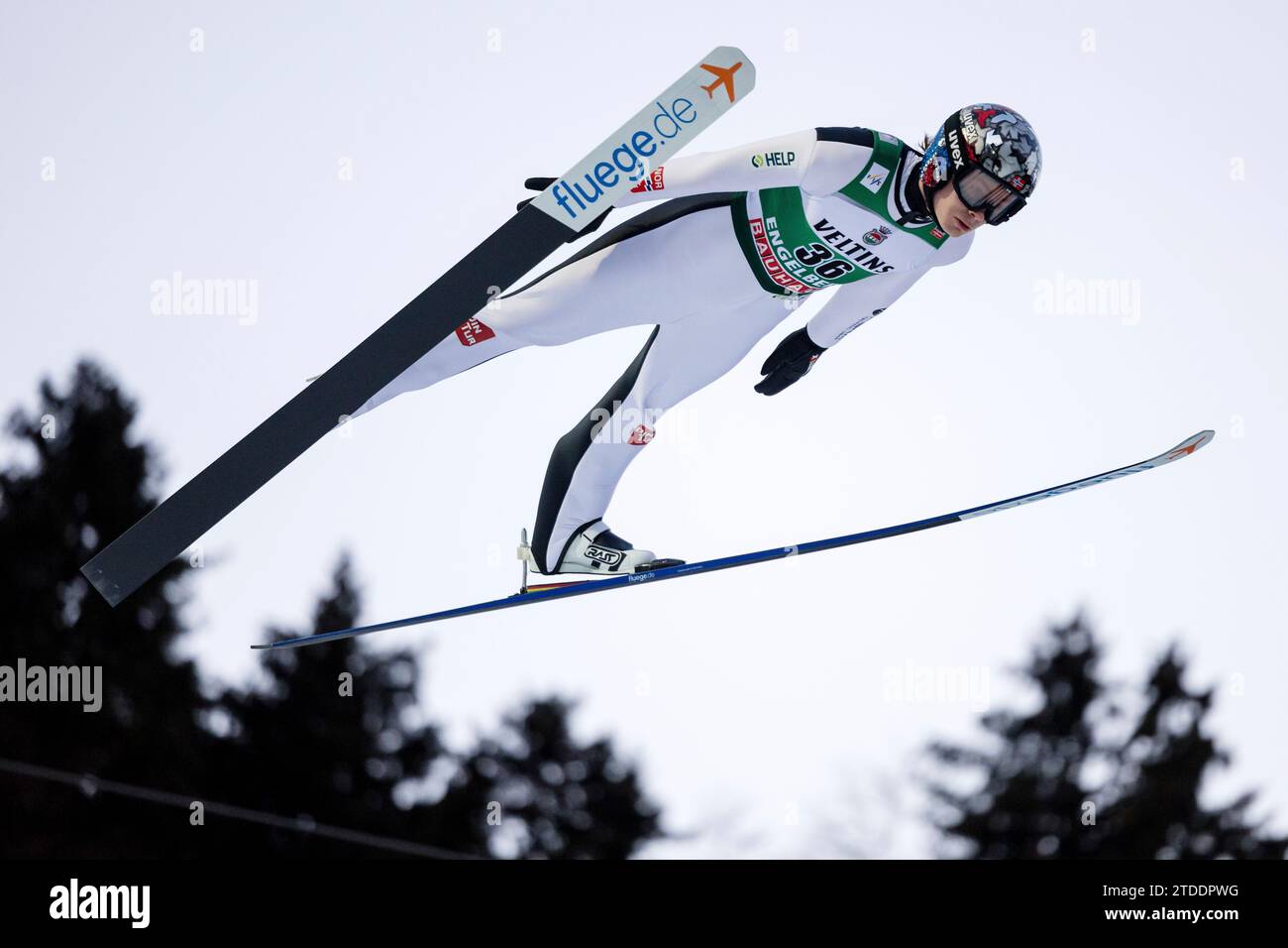 Marius Lindvik of Norway competes during the men's FIS Ski Jumping ...