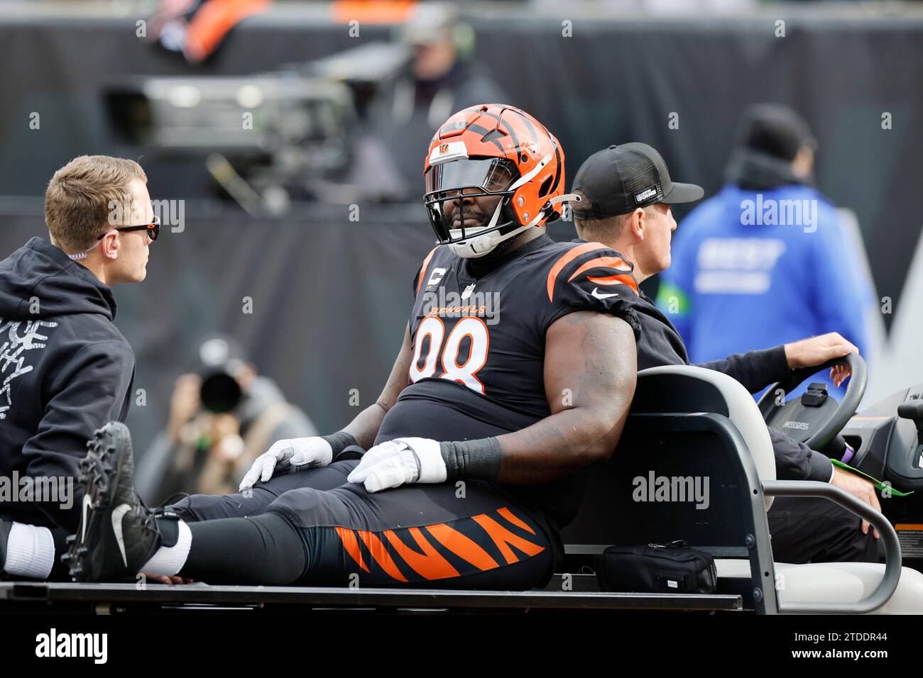Cincinnati Bengals defensive tackle DJ Reader (98) is carted off the ...