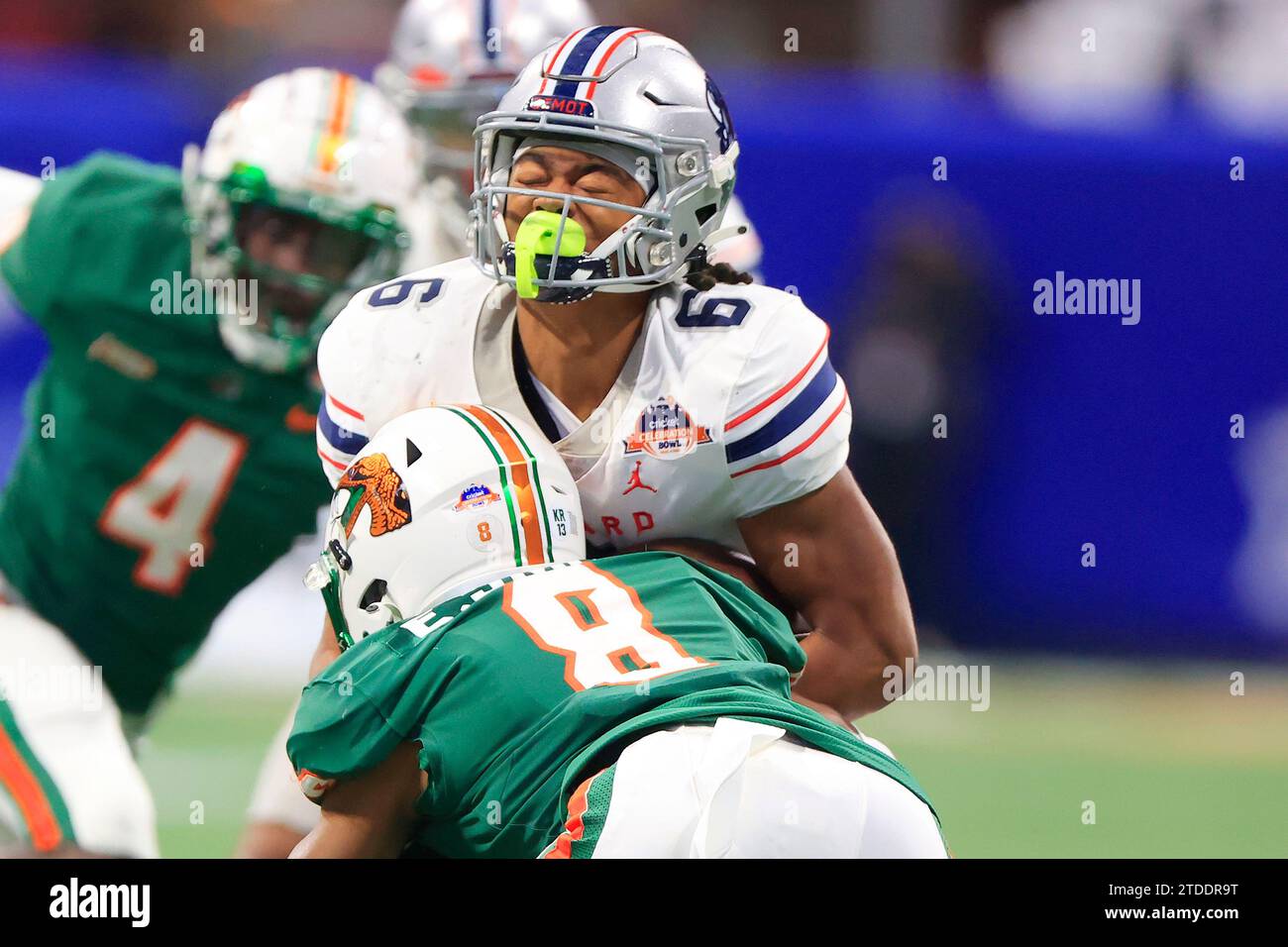 ATLANTA, GA - DECEMBER 16: Florida A&M Rattlers Eric Smith (8) tackles ...