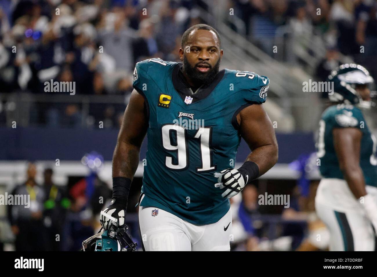 Philadelphia Eagles defensive tackle Fletcher Cox (91) jogs off the ...