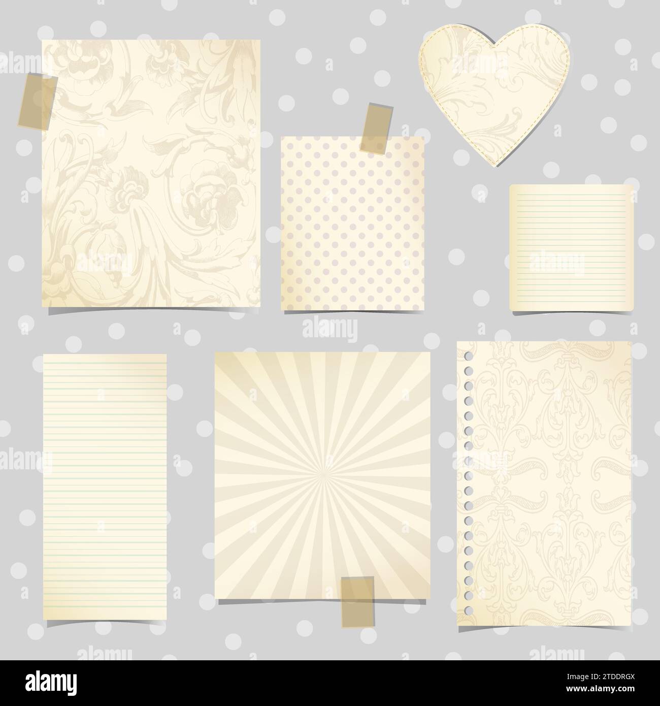 Classic set of old paper templates, rustic paper decorative bacground ...