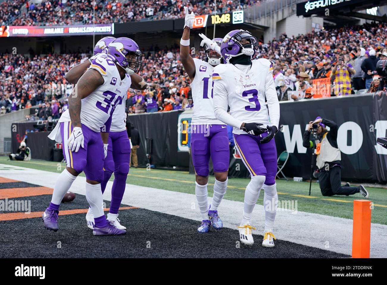 Minnesota Vikings wide receiver Jordan Addison (3) celebrates his ...