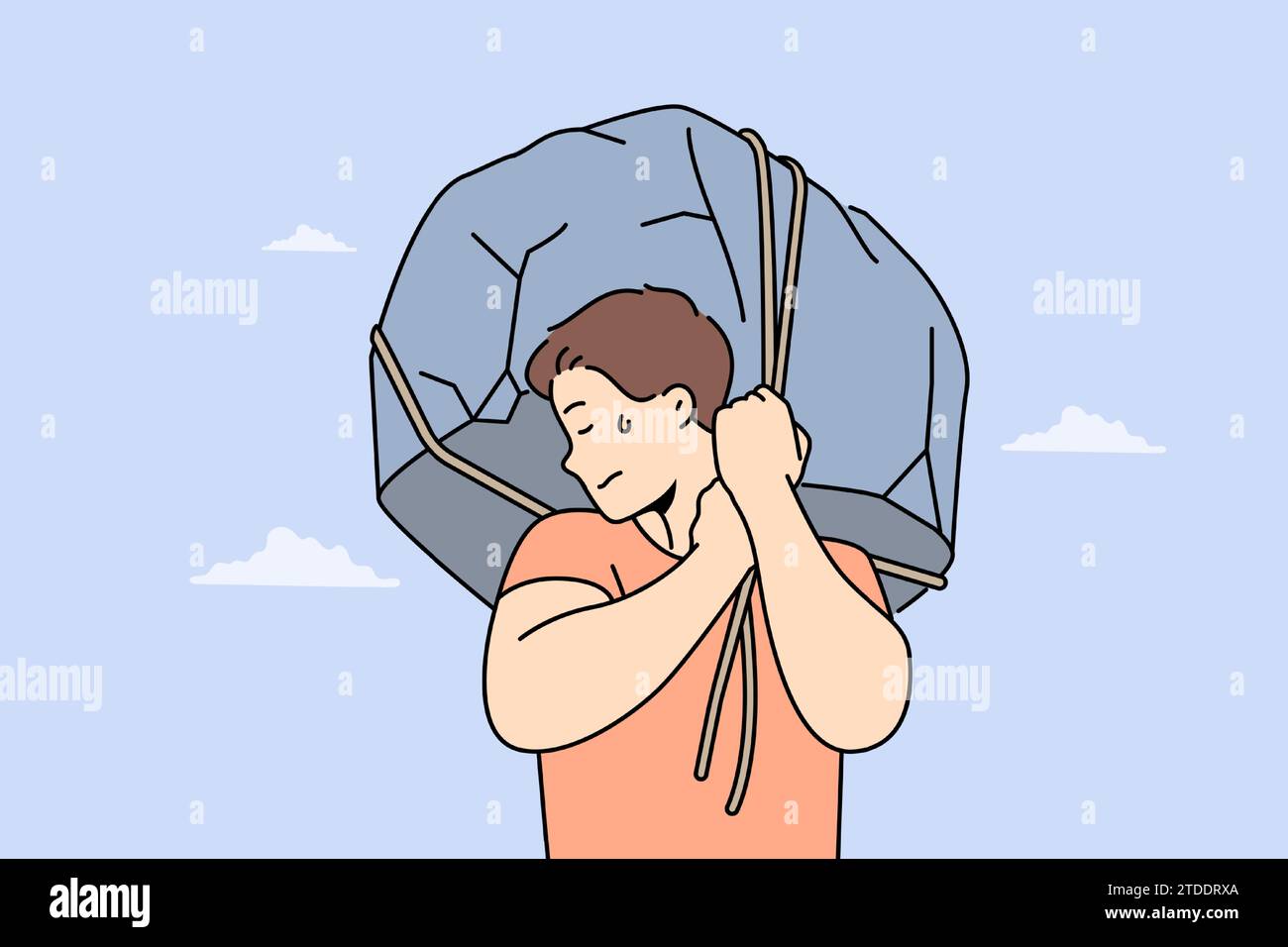 Man lifts huge stone demonstrating strength and readiness for difficult ...