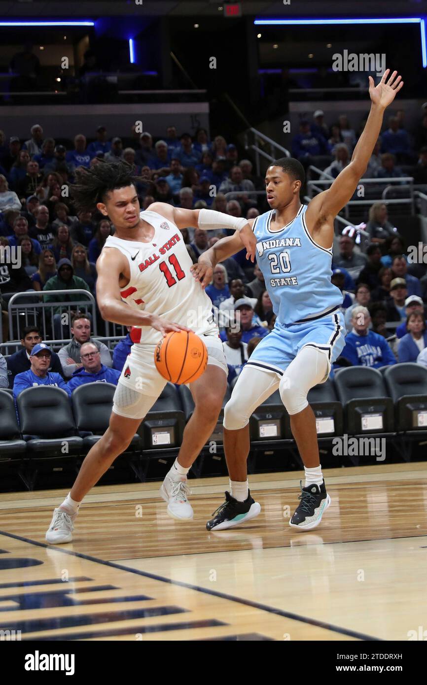 INDIANAPOLIS, IN - DECEMBER 16: Ball State Cardinals forward Basheer ...