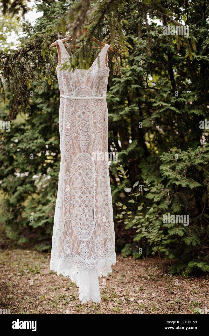 White boho full length dress hi-res stock photography and images - Alamy