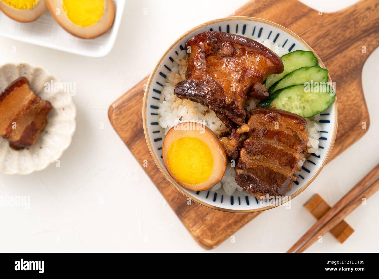 Braised pork belly meat rice, stewed pork over cooked rice in Taiwanese ...