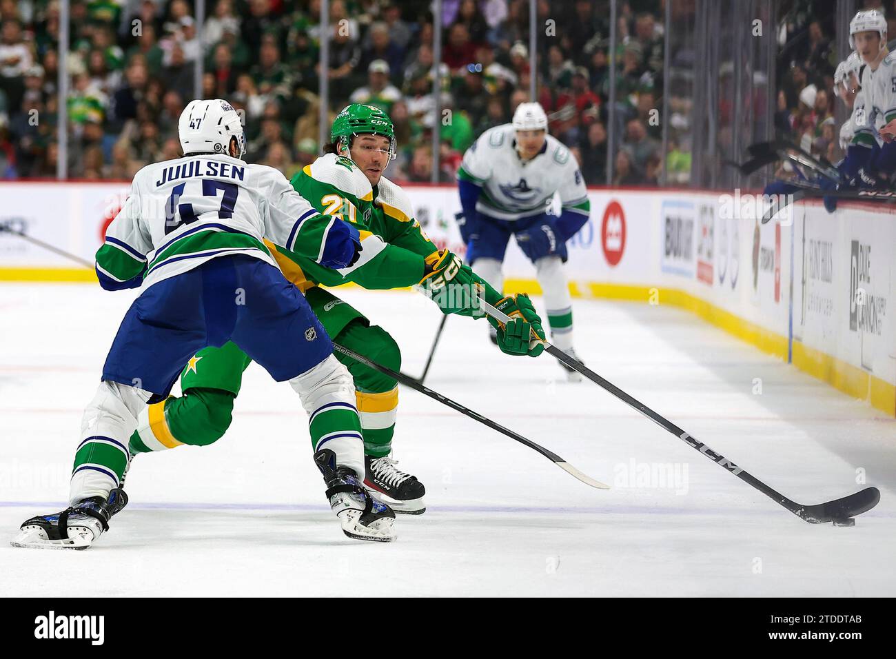 Minnesota Wild right wing Brandon Duhaime (21) skates with the puck ...