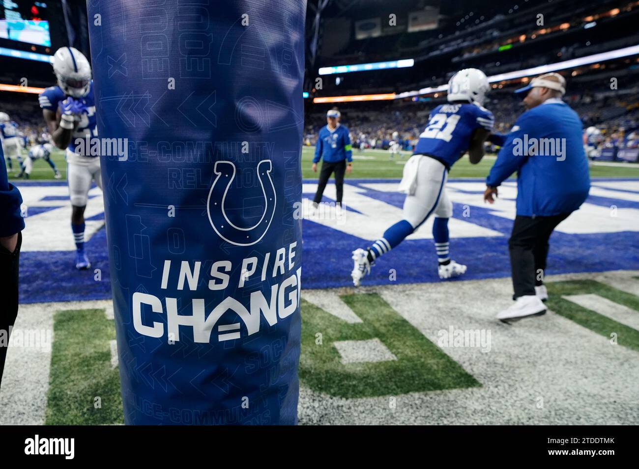 This is the Inspire Change goalpost pad as Indianapolis Colts running ...