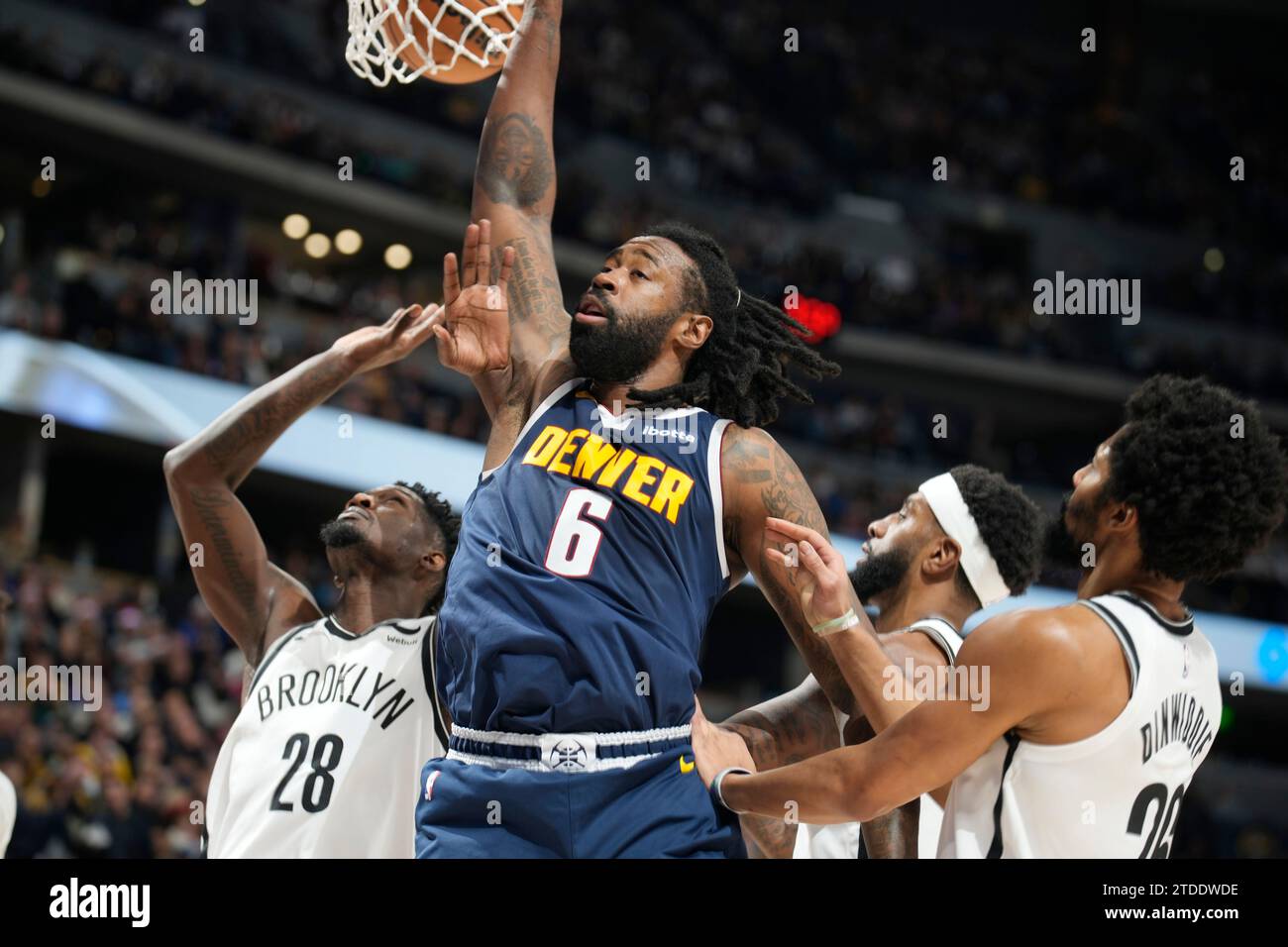 Denver Nuggets center DeAndre Jordan (6) dunks the ball for a basket ...
