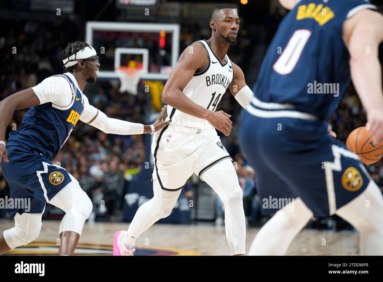 Brooklyn Nets forward Harry Giles III (14) and Denver Nuggets guard ...