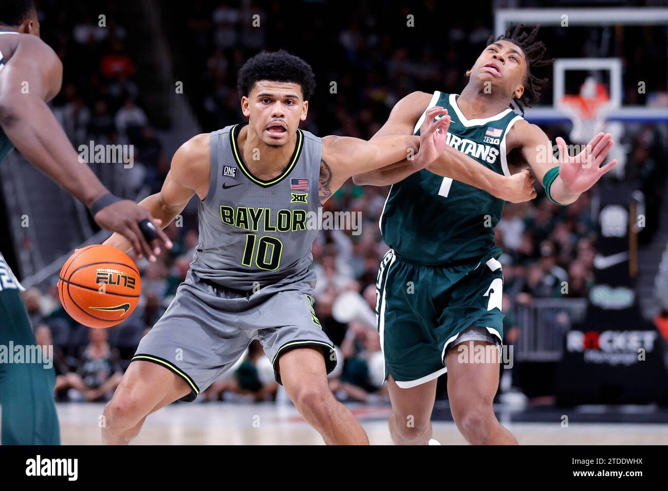 Baylor guard RayJ Dennis (10), drives against Michigan State guard ...