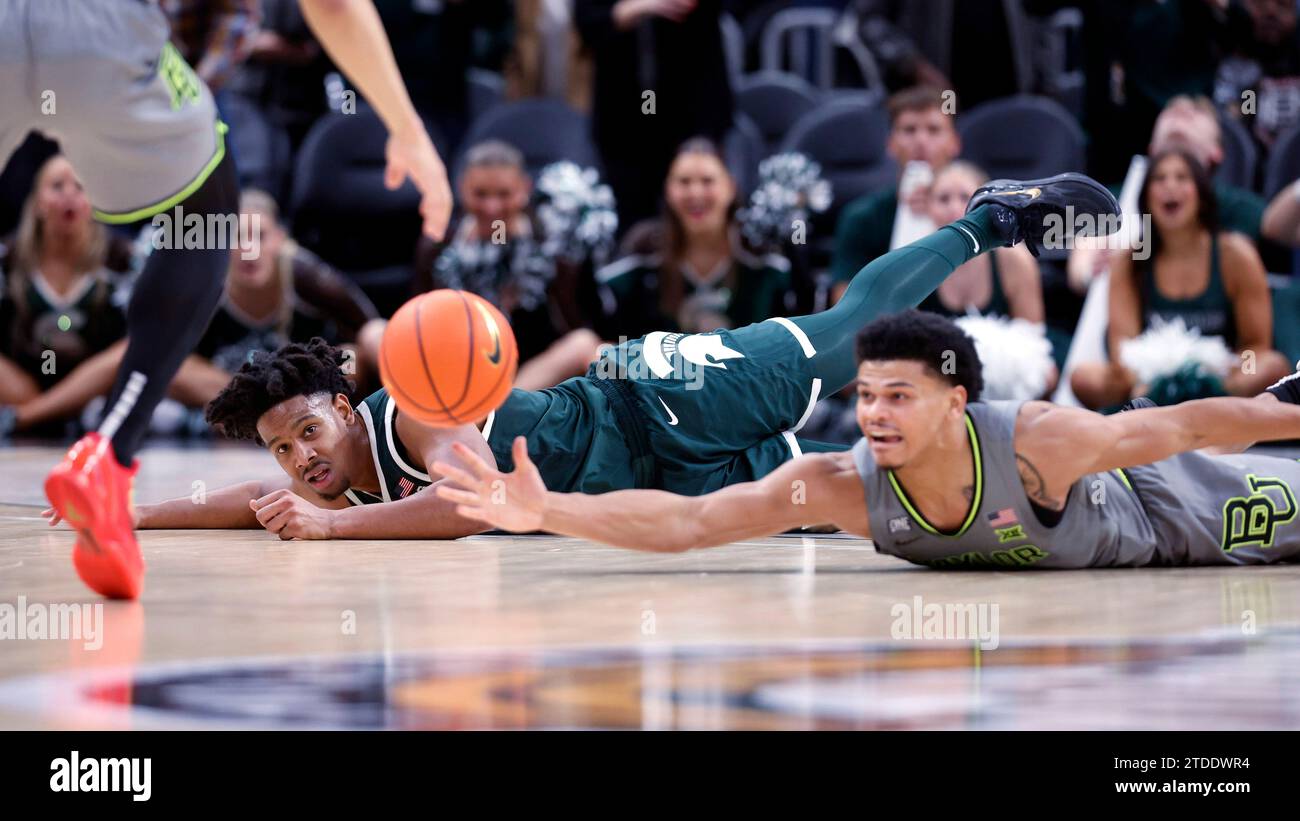 Michigan State guard A.J. Hoggard, left, and Baylor guard RayJ Dennis ...