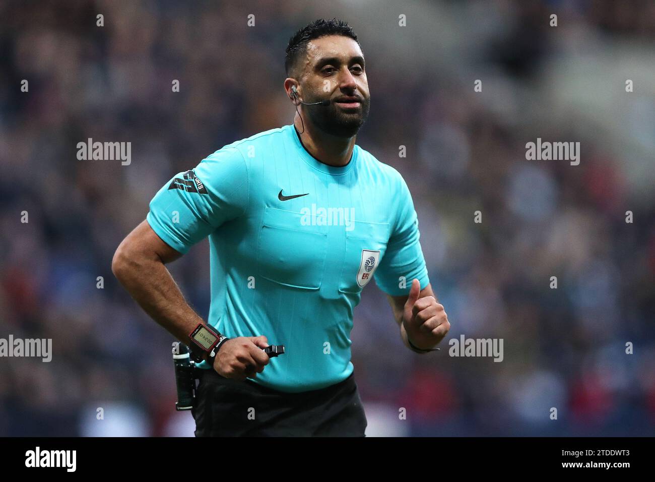 Match referee Sunny Sukhvir Gill during the Sky Bet Championship match ...
