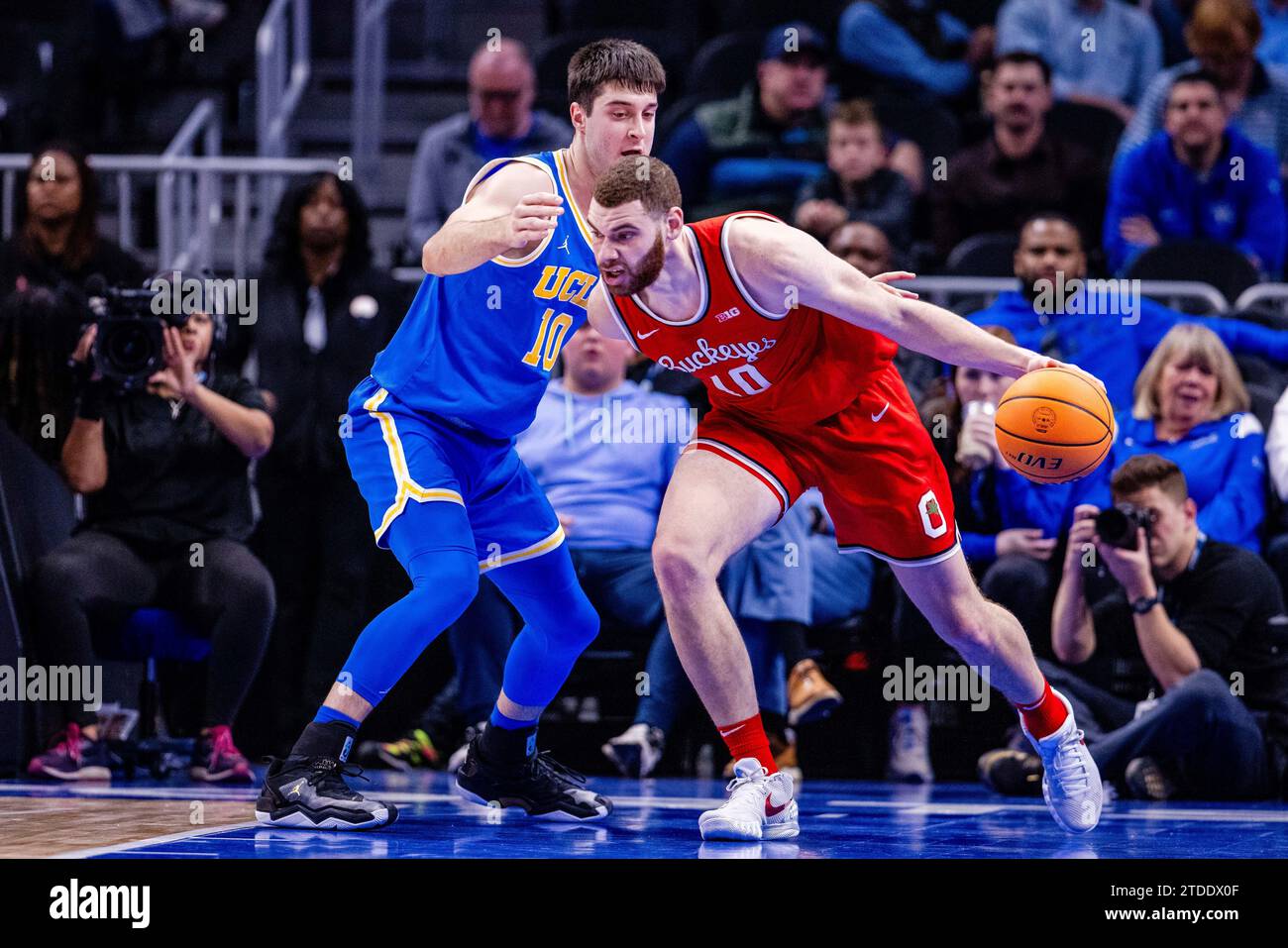 December 16, 2023: UCLA Bruins guard Lazar Stefanovic (10) guards Ohio ...