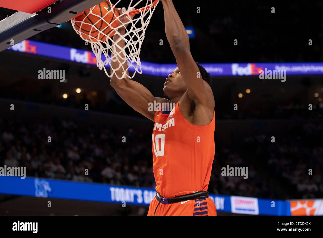 Clemson forward RJ Godfrey (10) dunks the basketball during the second ...